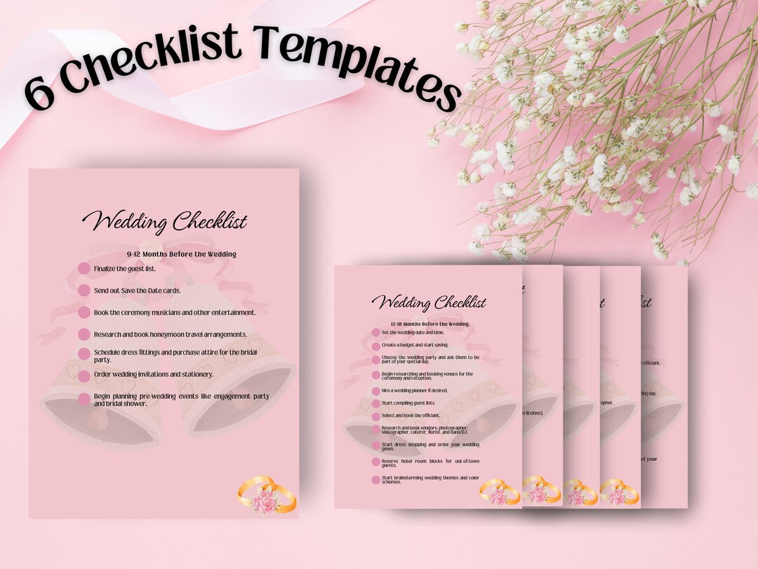 Bridal Wedding Checklist, Digital Wedding Checklist, Wedding Template ...