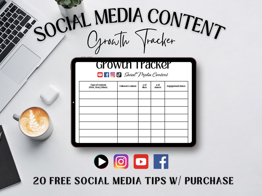 Social Media Content Growth Tracker Template, Social Media Kit, Content ...
