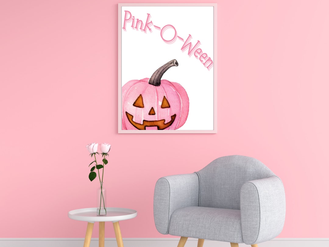Pink Halloween Wall Decor, Pink Halloween Poster, Girly Halloween, Pink ...
