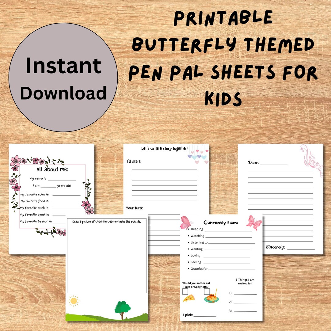 Printable Kids Pen Pal Sheets, Pen Pal, Pen Pal Printables, Printables ...