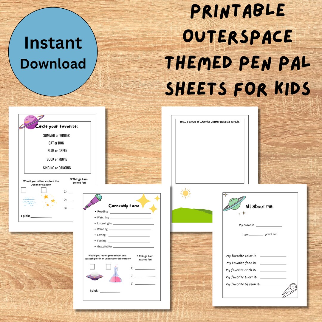 Outerspace Themed Pen Pal Printable Sheets, Pen Pal Print Outs ...