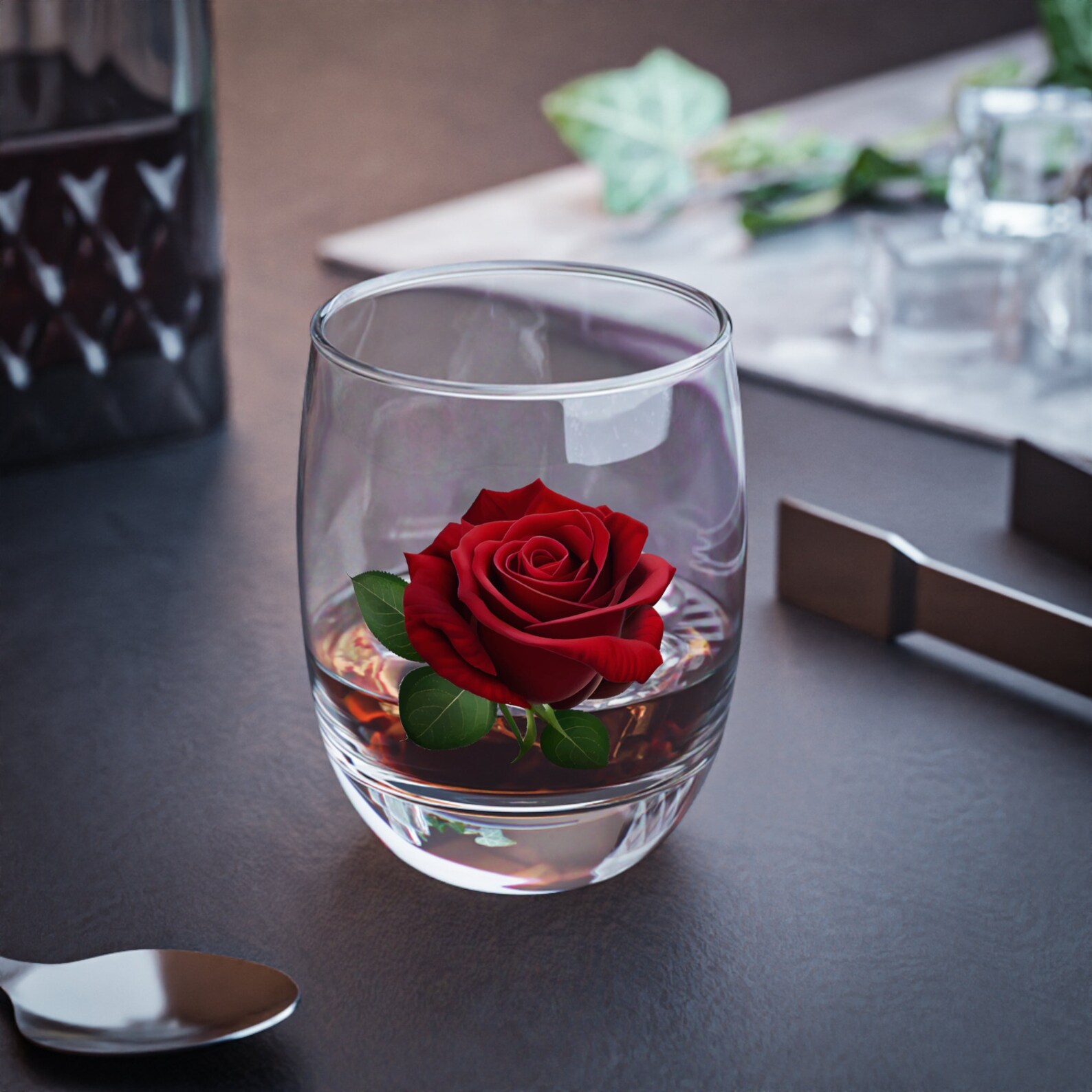 Red Rose Whiskey Glass - Etsy