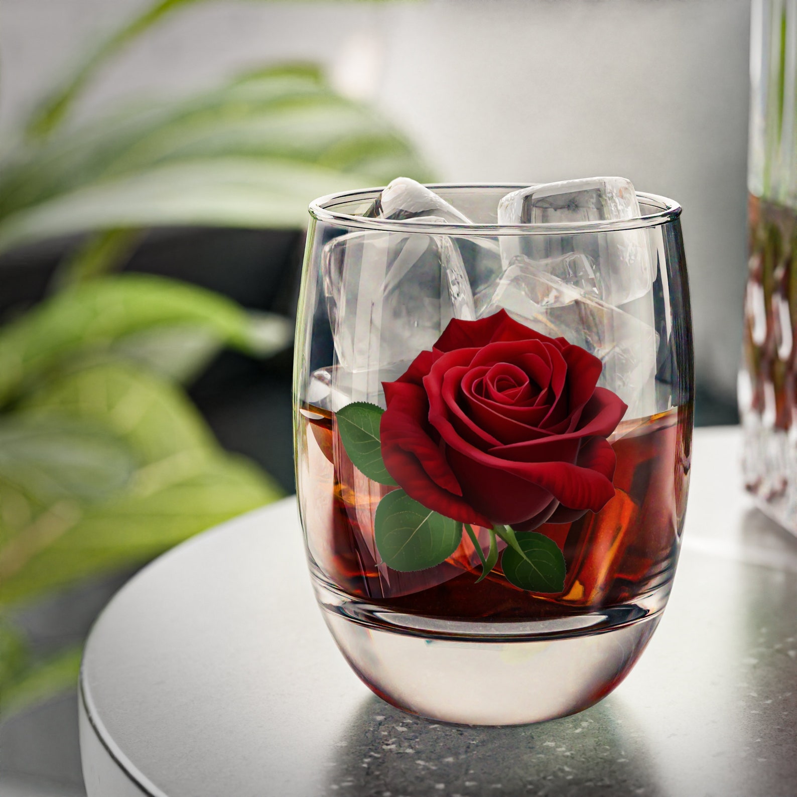 Red Rose Whiskey Glass - Etsy