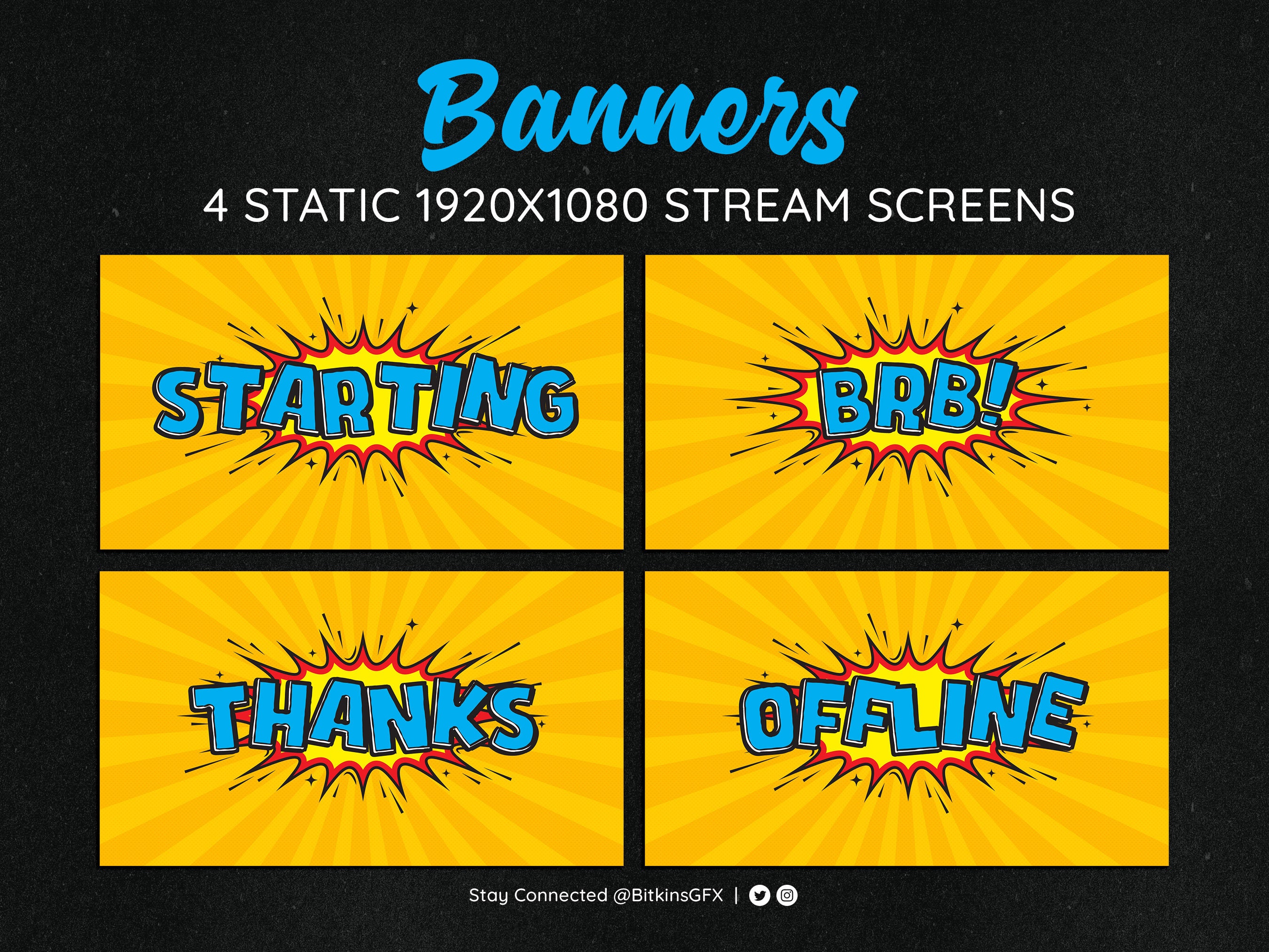 Vintage Comic-inspired Streaming Package Twitch & Kick Banners, Panels ...