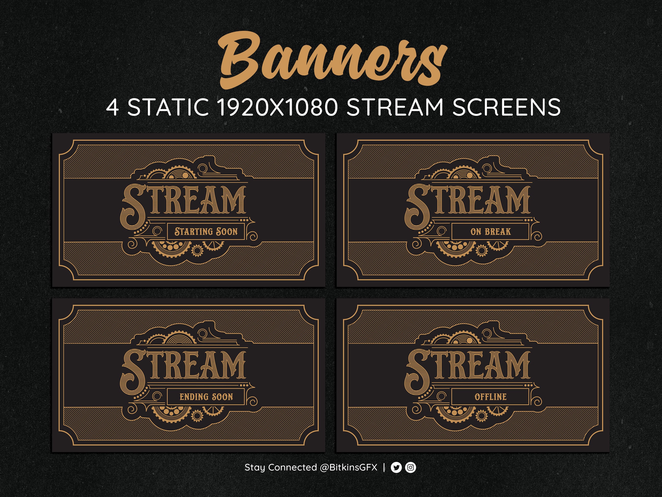 Animated Steampunk Streaming Package | Twitch & Kick Banners and Panels ...