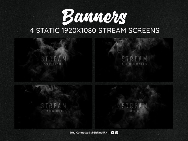 Animated Smoke Screen Streaming Package | Twitch & Kick Banners and ...