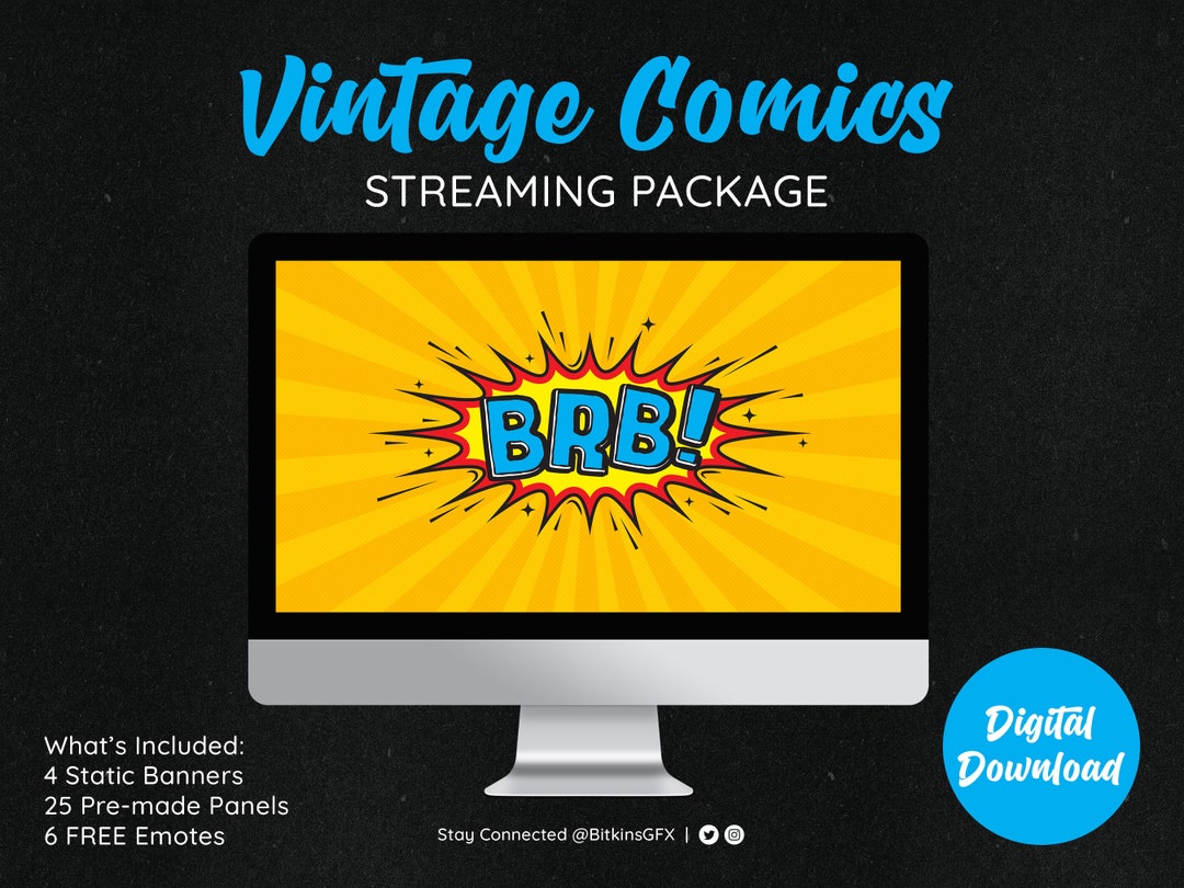 Vintage Comic-inspired Streaming Package | Twitch & Kick Banners ...
