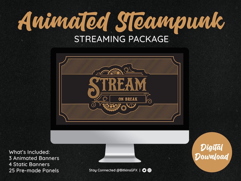 Animated Steampunk Streaming Package | Twitch & Kick Banners and Panels ...