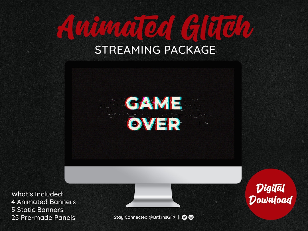 Animated Glitch Streaming Banners | Twitch & Kick Banners and Panels | Instant Digital Download ...