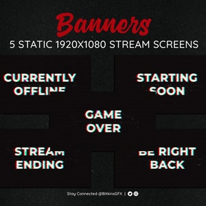 Animated Glitch Streaming Banners | Twitch & Kick Banners and Panels | Instant Digital Download ...