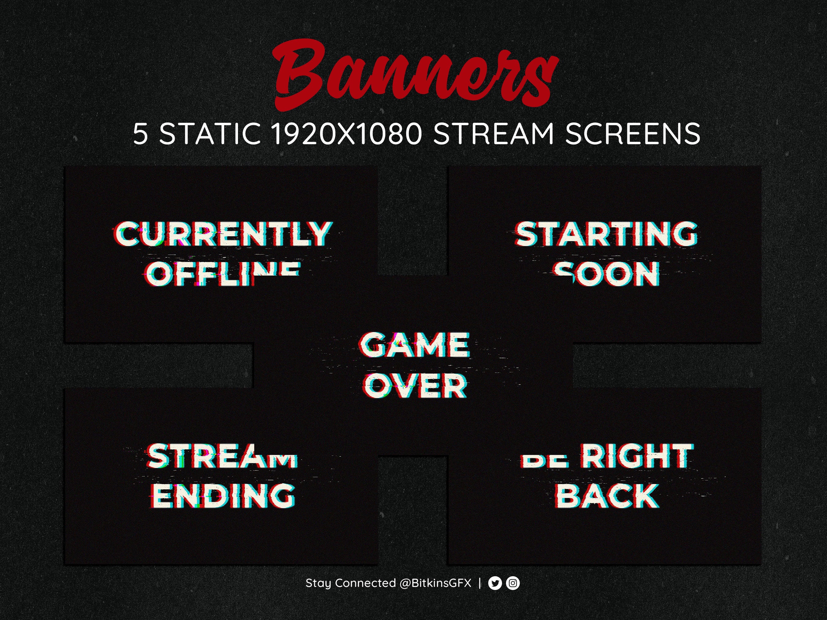 Animated Glitch Streaming Banners | Twitch & Kick Banners and Panels ...