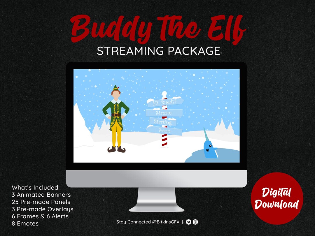 Animated Buddy the Elf Streaming Package Twitch & Kick Banners and ...
