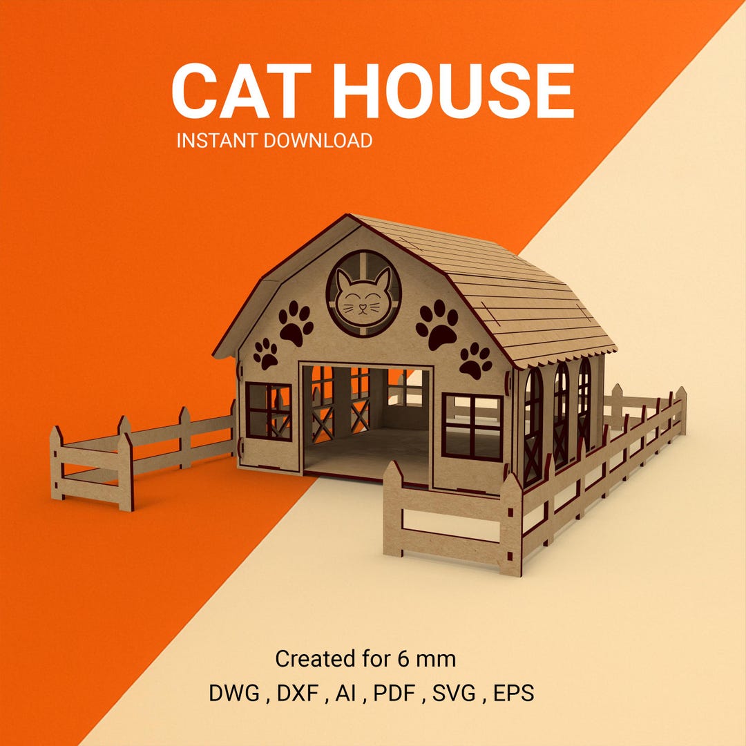 Laser Cut Cat House SVG: CNC Template (digital Download) - Etsy