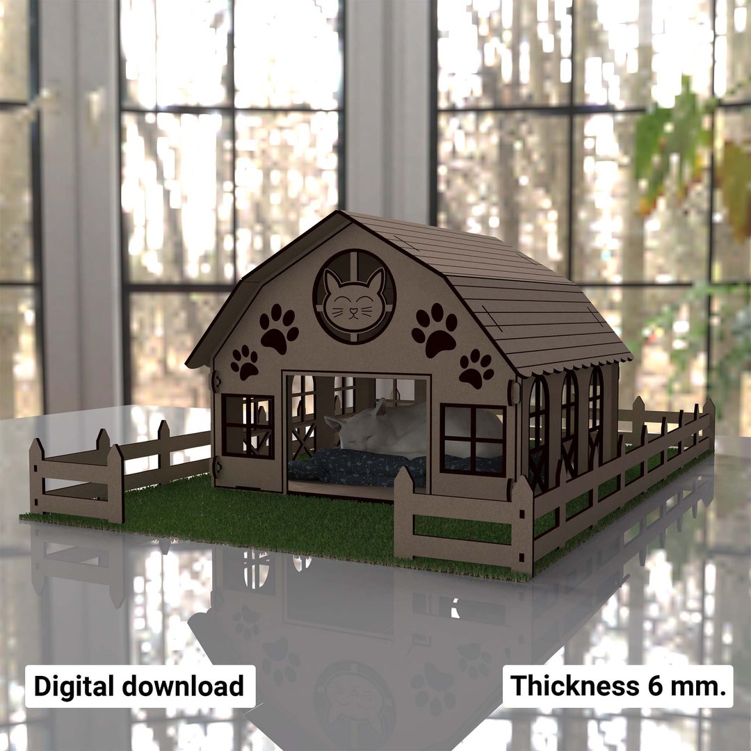 Cat House Laser Cut , Laser Cut SVG , Instant Download Cnc Template ...