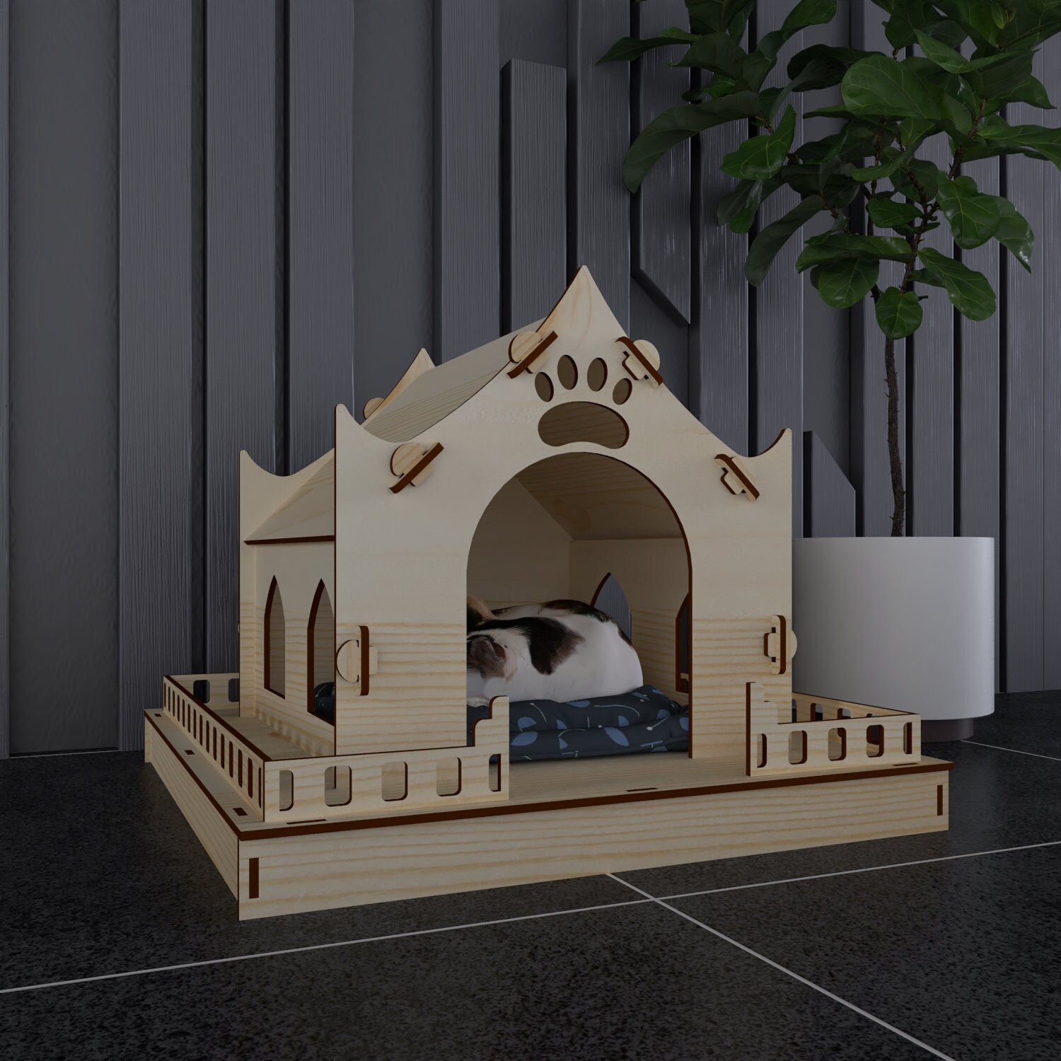 Laser Cut Cat House Template: Thai Style Design (digital Download) - Etsy
