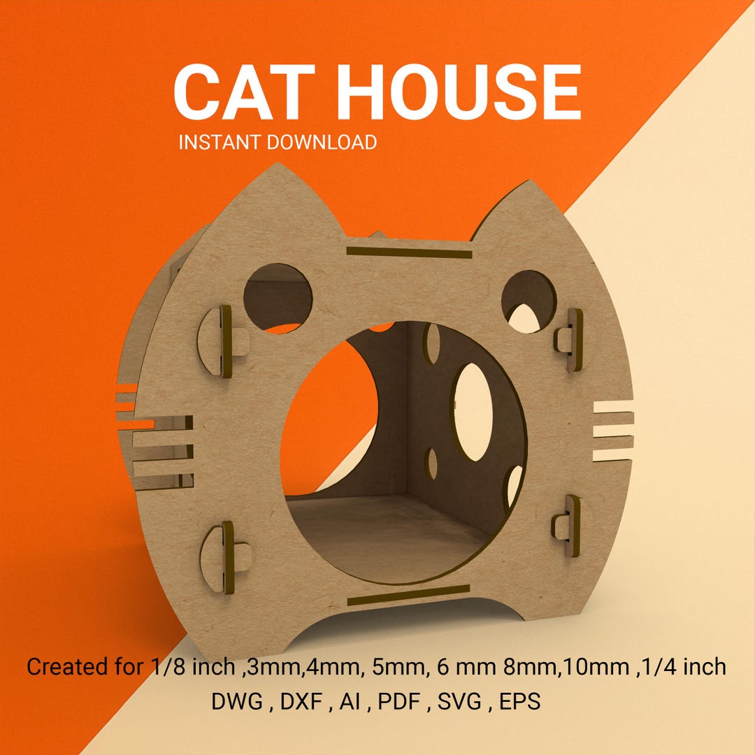 Laser Cut Cat House Template (svg, Dxf, Ai, Pdf) Digital Download - Etsy UK
