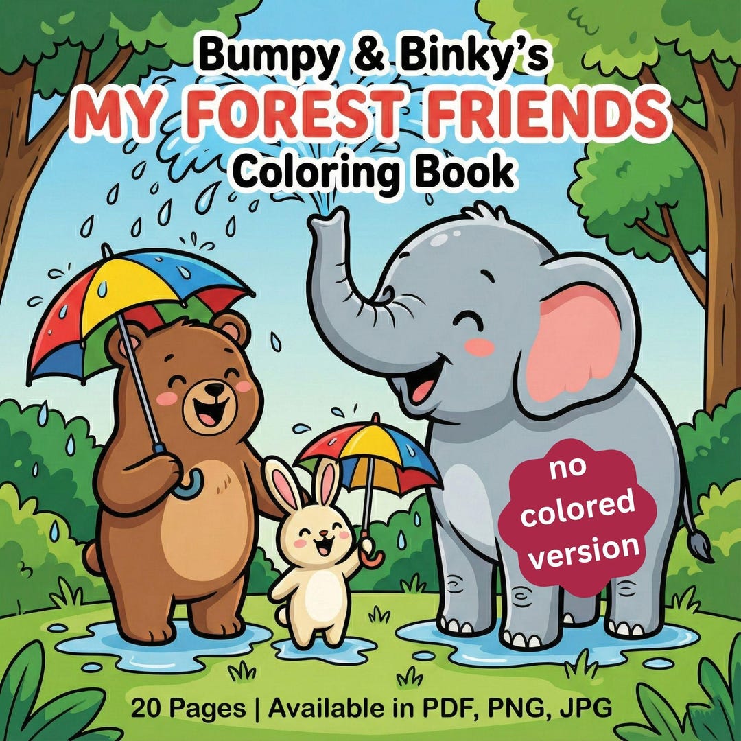 My Forest Friends Coloring Book | Animals Bear Bunny Elephant | 20 ...