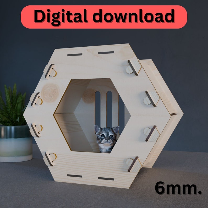 Cat House Laser Cut , Hexagon Cat House ,simple Box , Laser Cut SVG ...