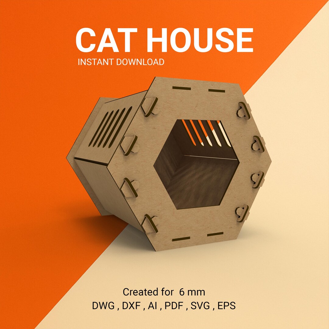 Laser Cut Cat House: Hexagon Design, SVG DXF DWG (digital Download) - Etsy