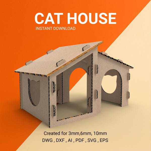 Cardboard Cat House - Etsy
