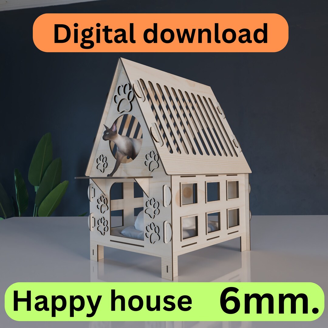 Cat House Laser Cut , Laser Cut SVG , Instant Download , Cnc Template ...