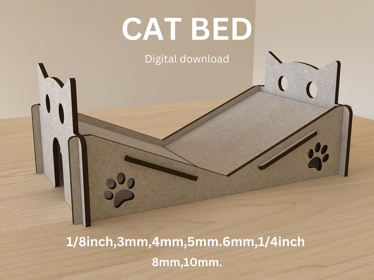 Cat Angle Bed ,cat Bed ,minimal Cat Bed ,cat House Laser Cut , Laser ...