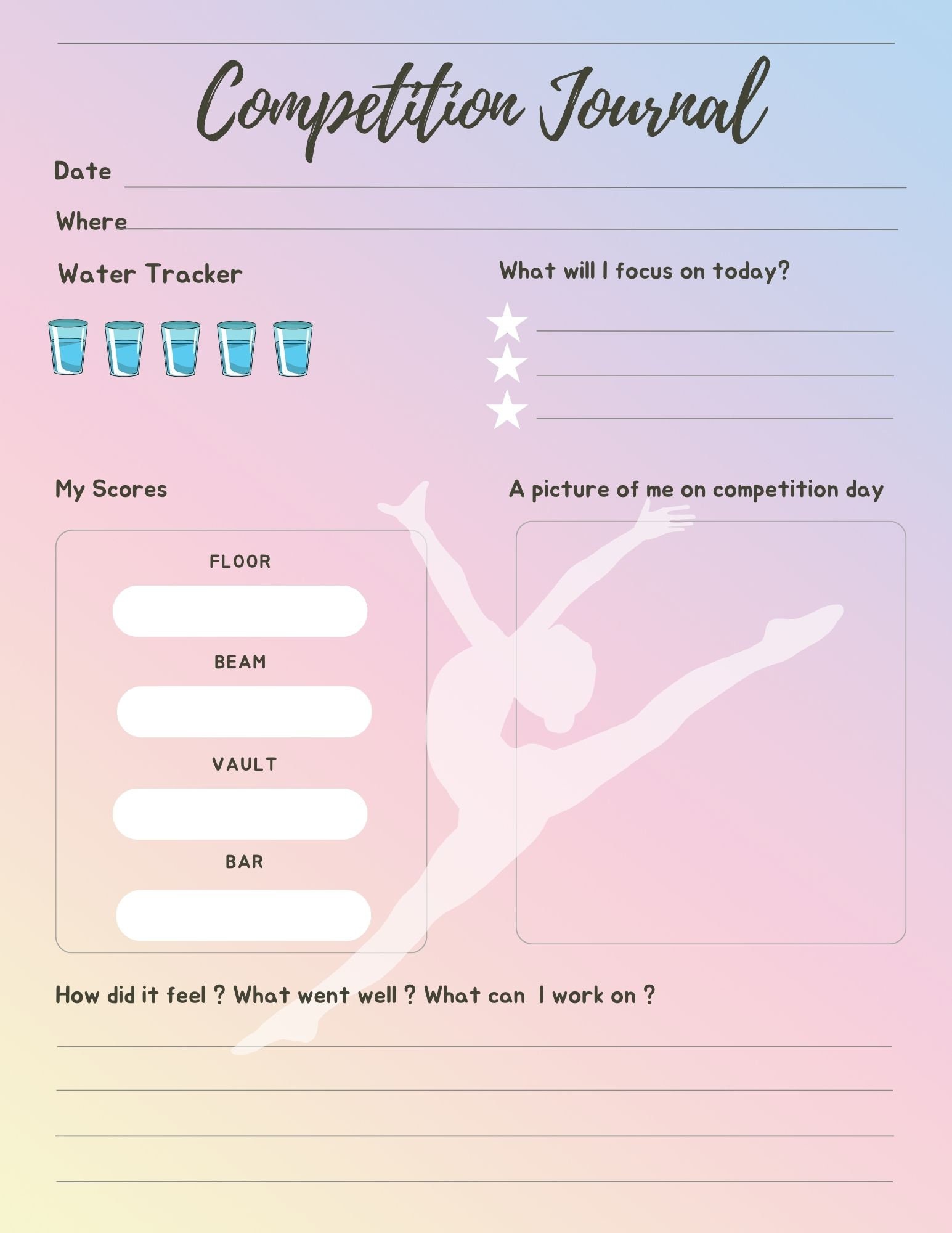 Gymnastics Meet / Competition Journal - Etsy