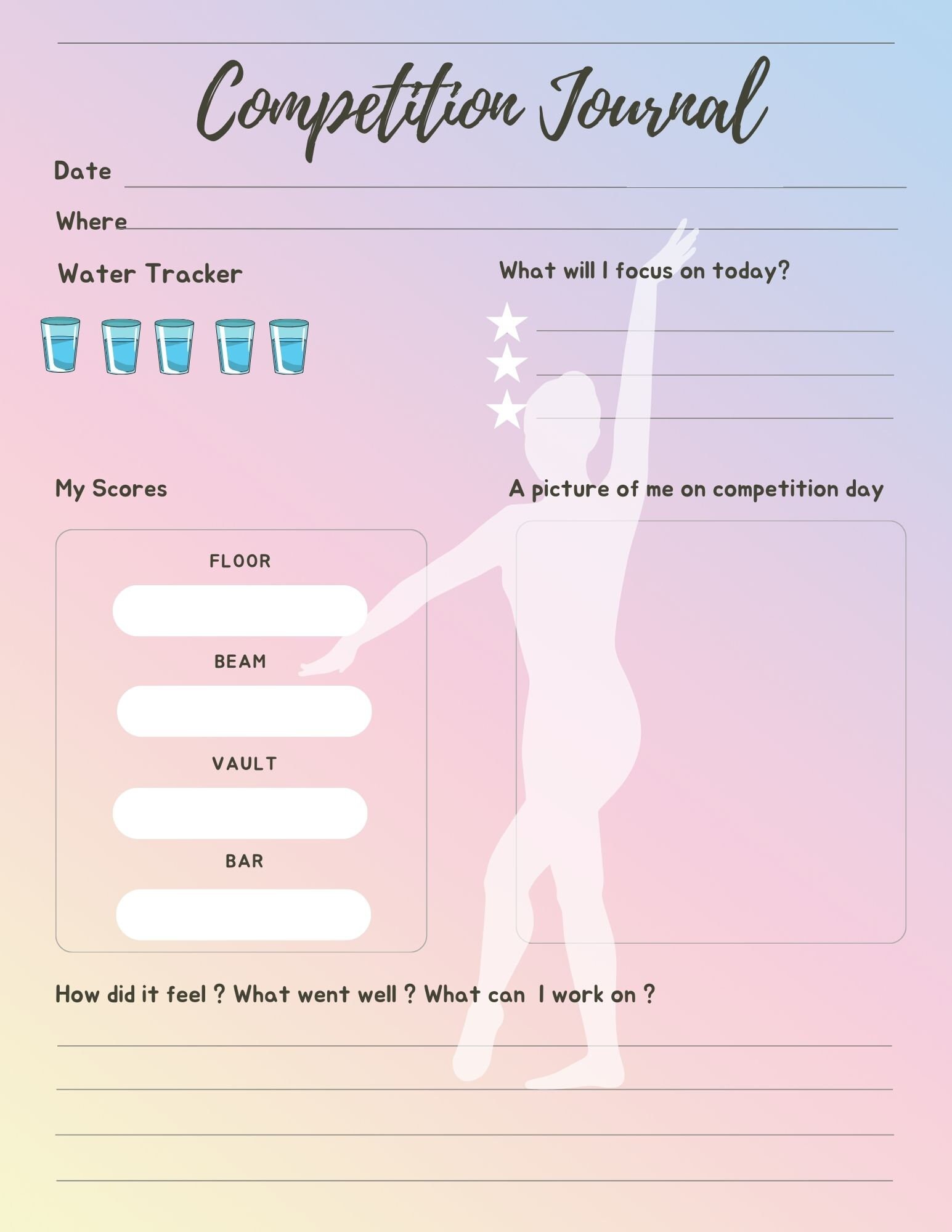 Gymnastics Meet / Competition Journal - Etsy