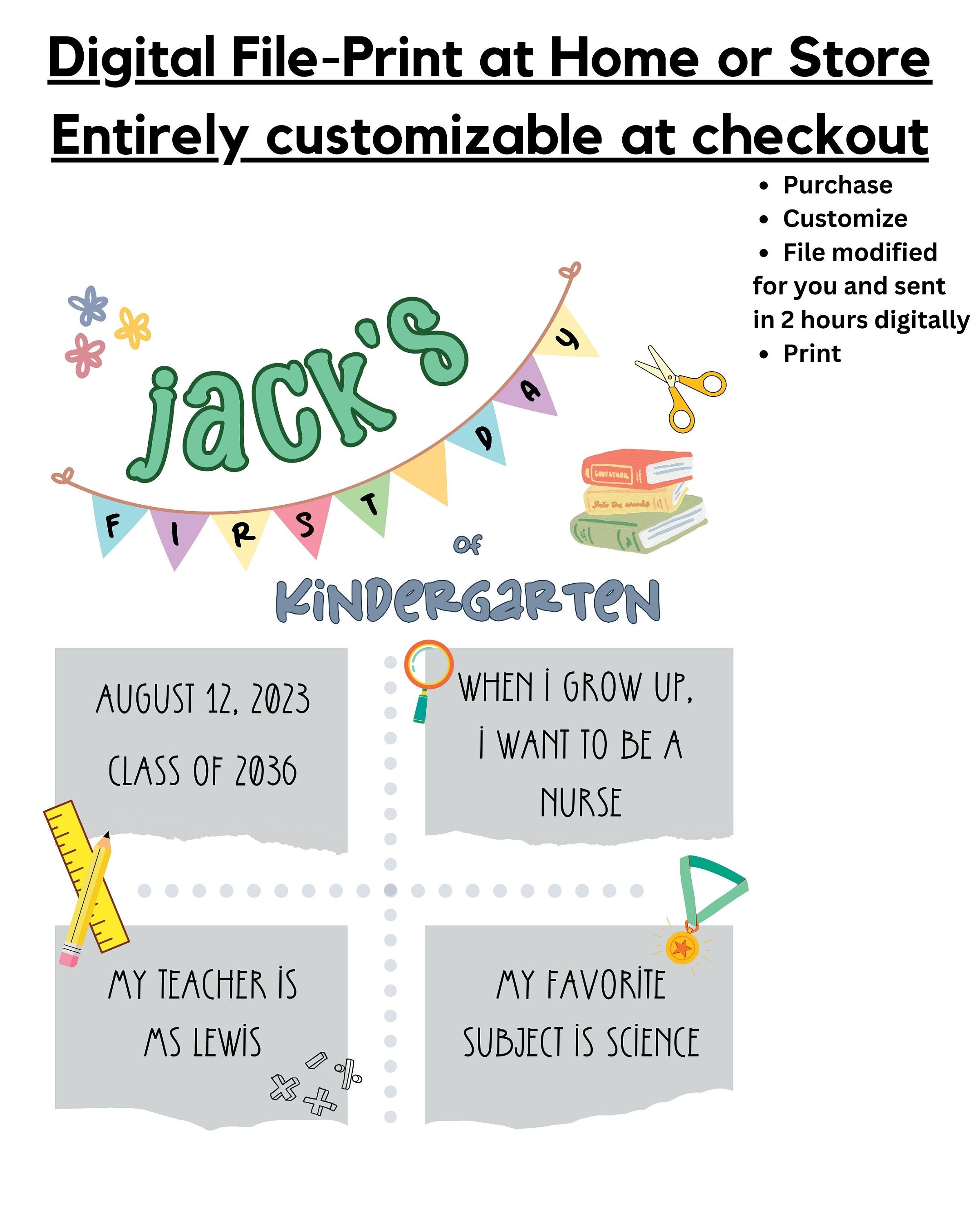 Back to School Chalkboard First Day of School Flyer Tag - Etsy