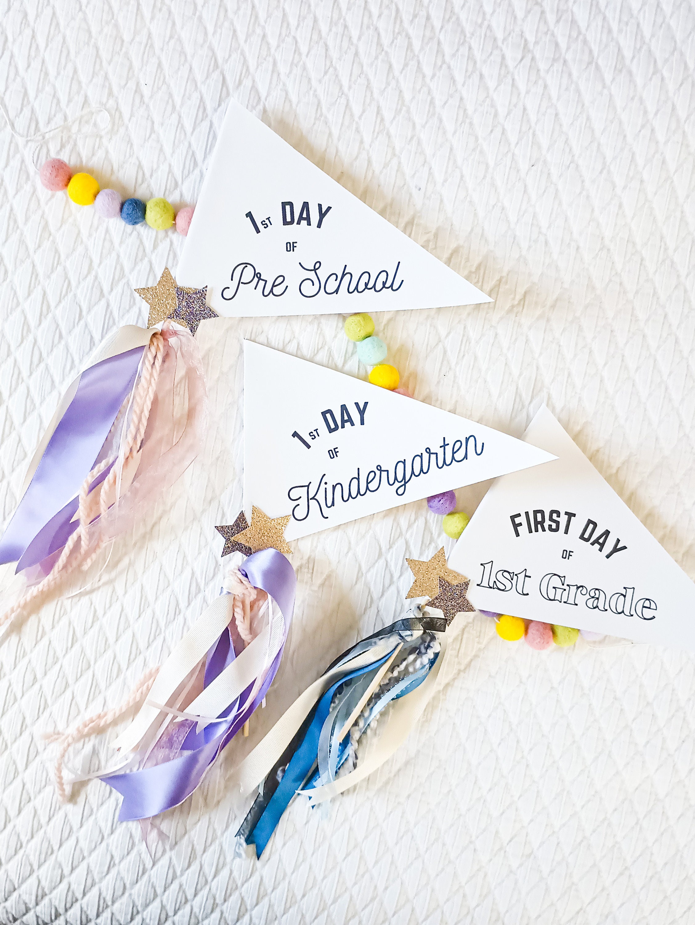 First Day of School Pennant Flag, School Day Banner and Pennant. Back ...