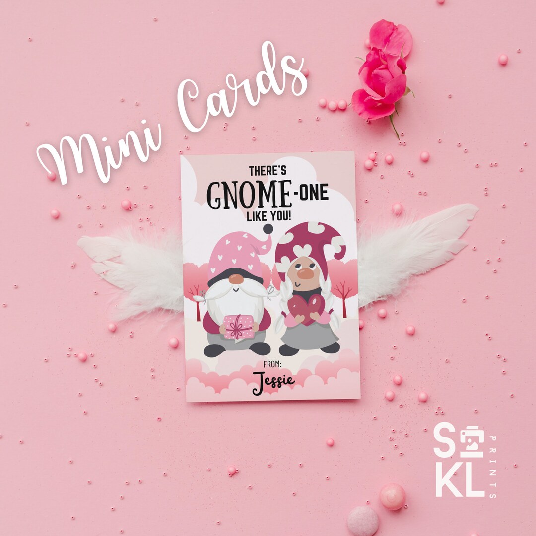 Editable GNOMES Valentines Mini Cards Template, Personalizable, Easy ...