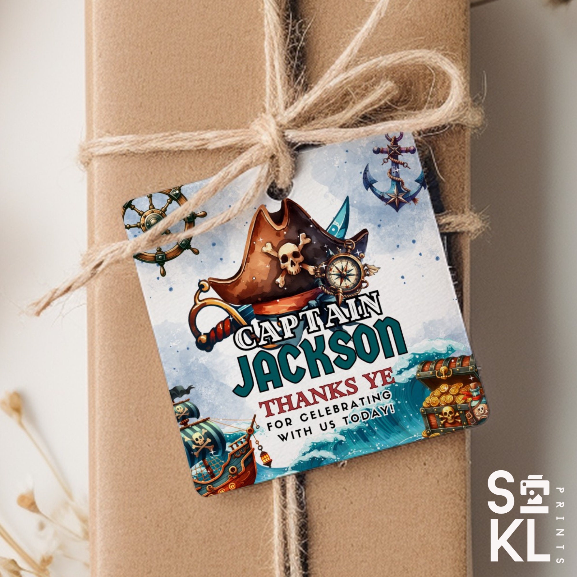 Editable PIRATE Theme Birthday Favor Tags, Personalized Party Labels ...