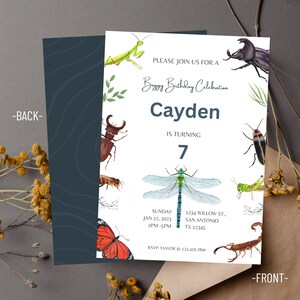 Editable - Insects Theme Birthday Party Invitation, Personalized ...