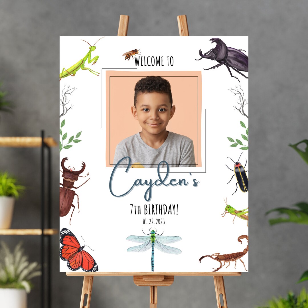 Editable - 16in X 20in, Insects Theme Birthday Poster, Personalized ...