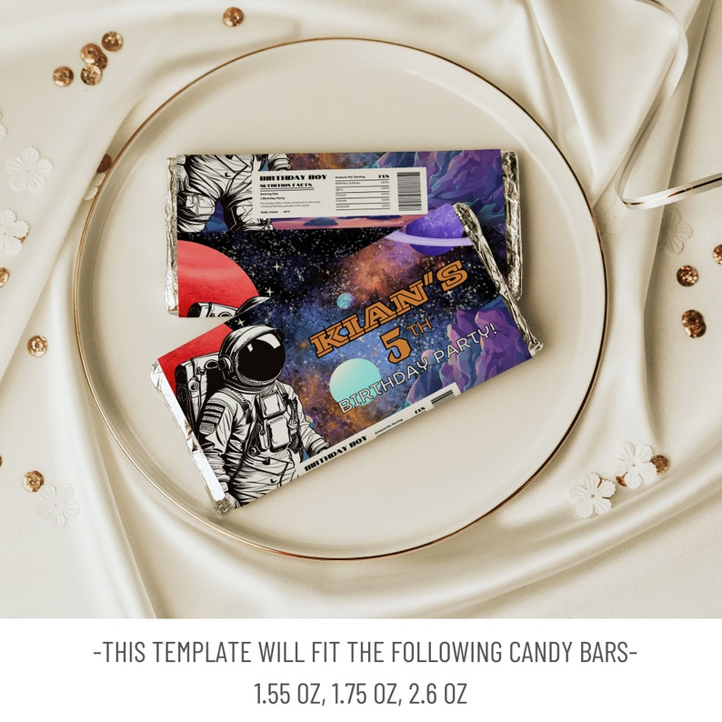 Editable - ASTRONAUT Theme Birthday Candy Bar Cover Template ...