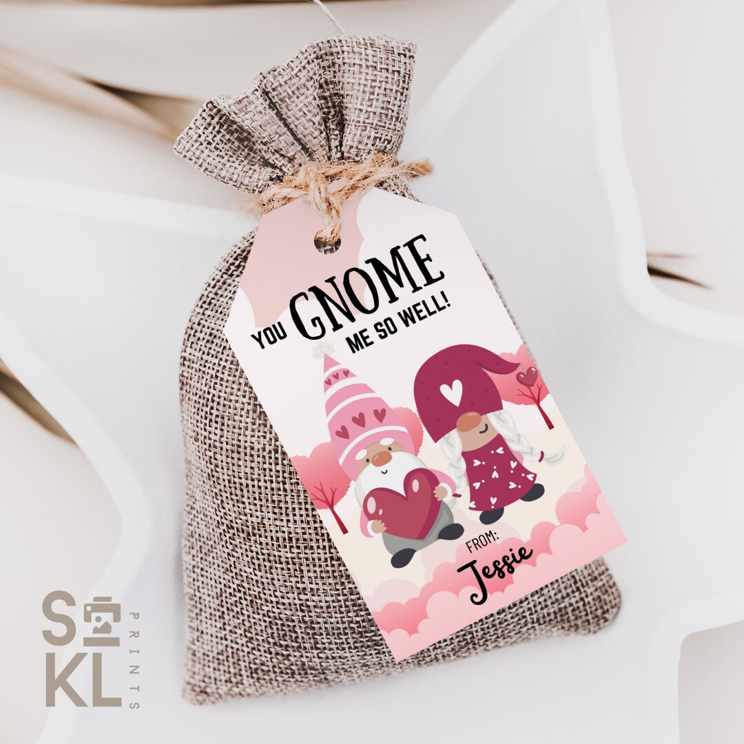 Editable - GNOMES Valentines Tag Template, Personalizable, Easy Edit ...