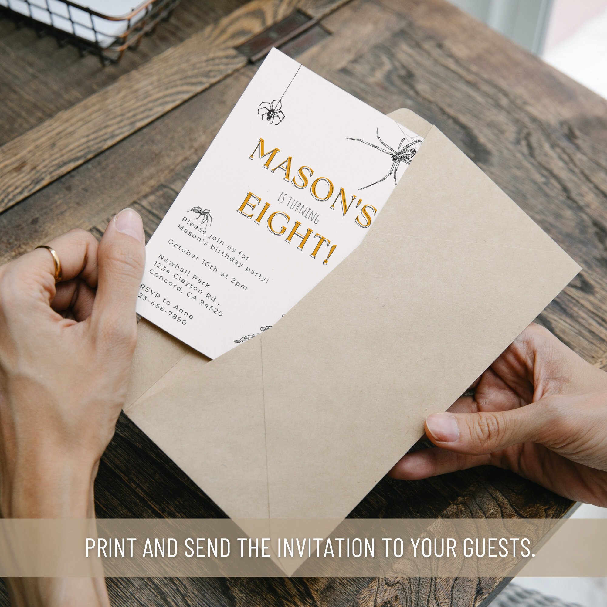 Editable MINIMALIST SPIDER Theme Birthday Invitation Template ...