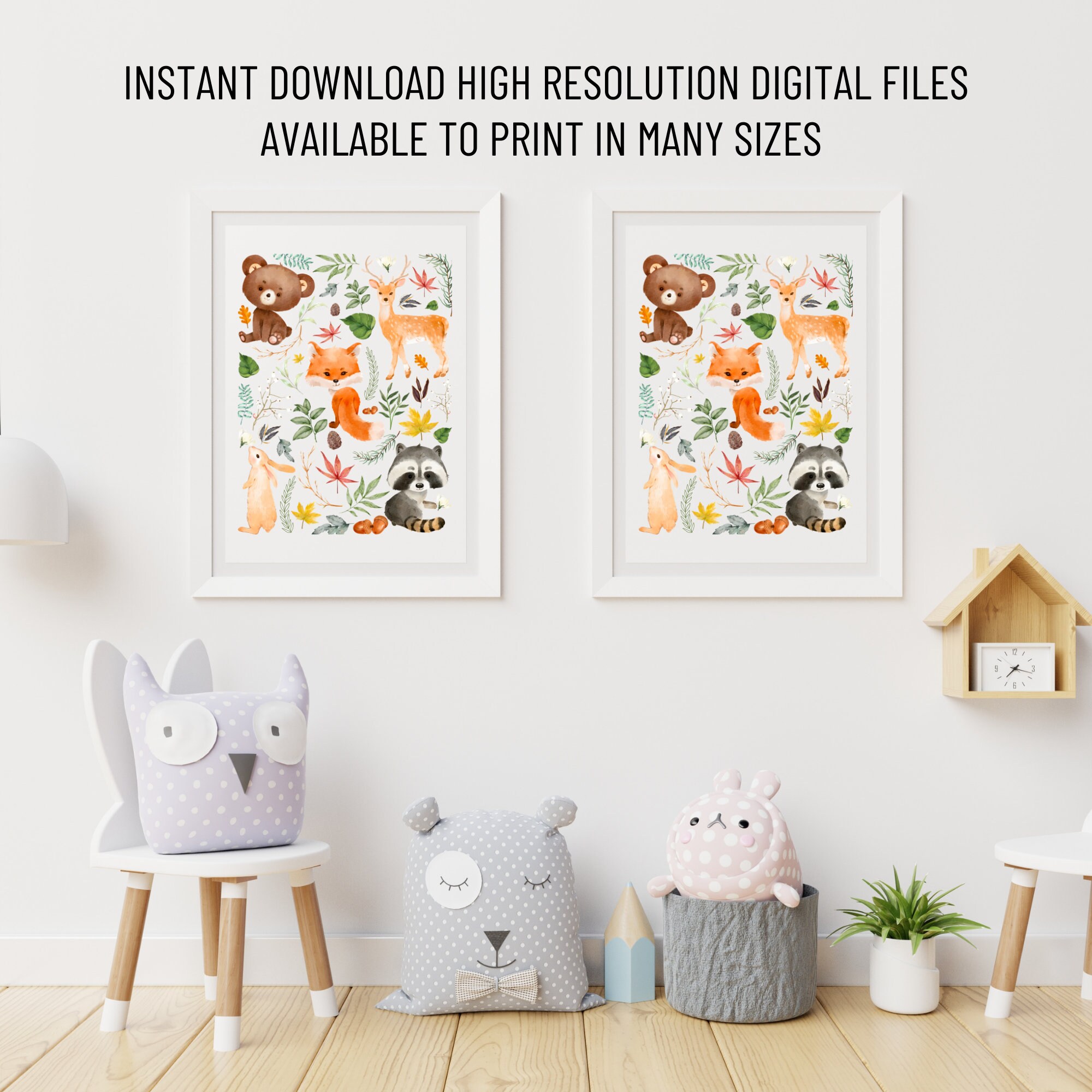 Printable-woodland Animals Wall Art, High Resolution Images, Instant ...