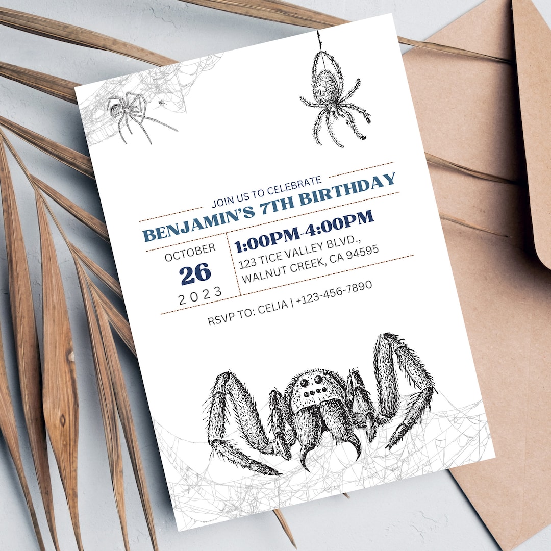 Editable - SPIDER Theme Birthday Party Invitation Template ...