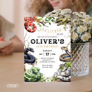 Editable - SNAKES Theme Birthday Party Invitation Template ...