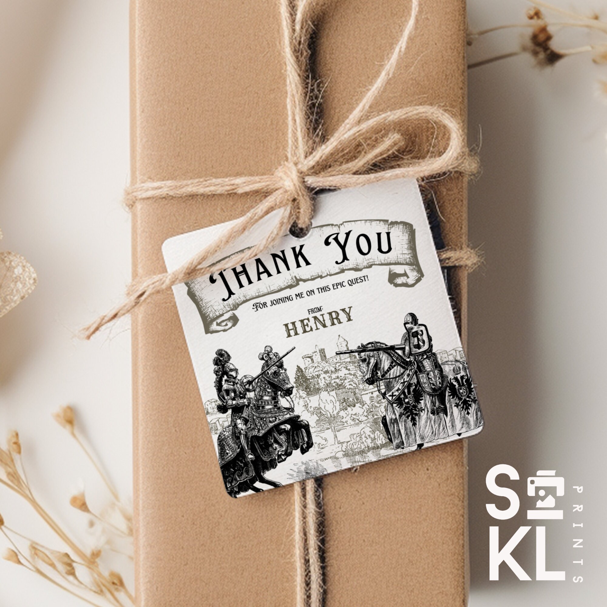 Editable KNIGHT Theme Birthday Party Favor Tags Personalized - Etsy