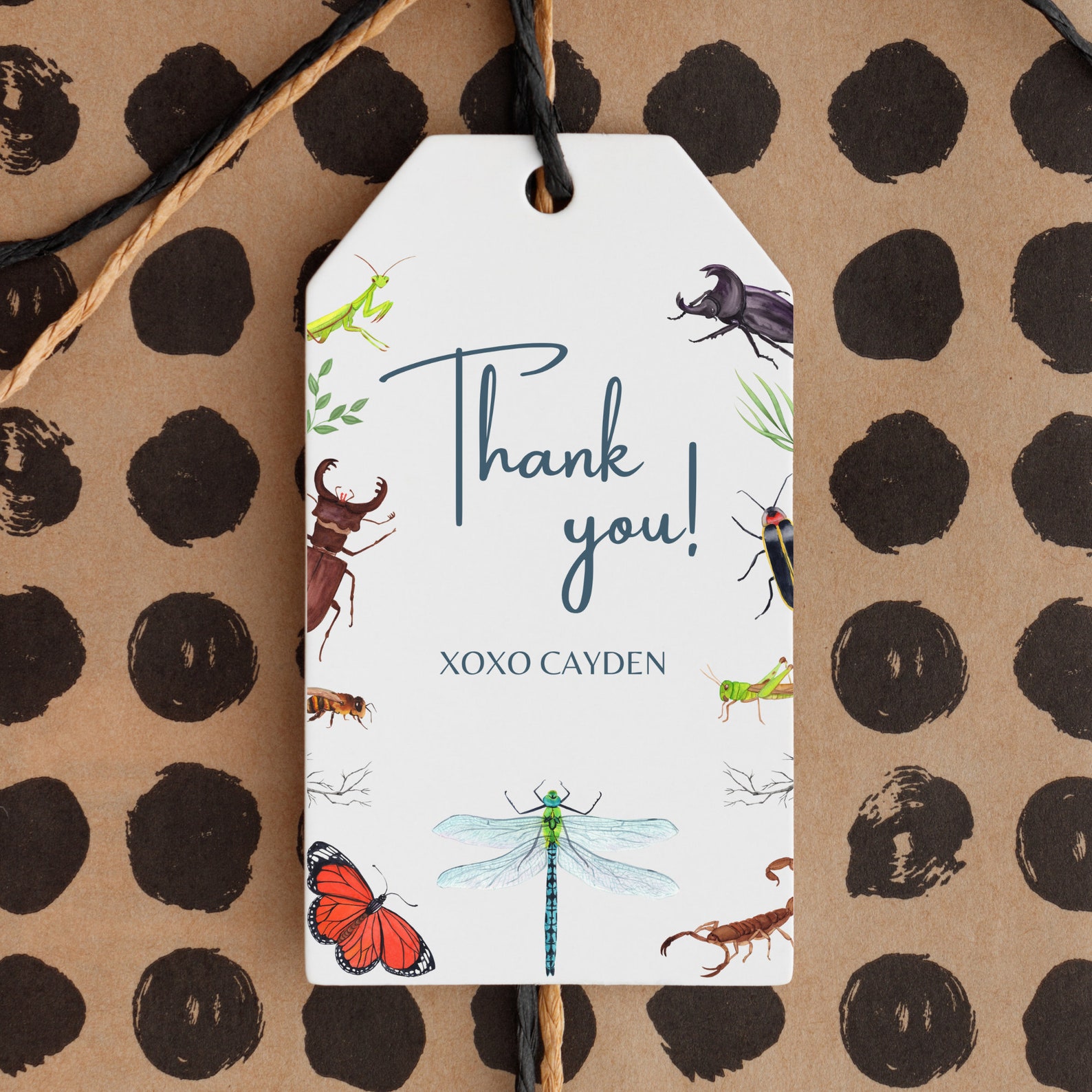 Editable Insects Theme Birthday Party Favor Tags Personalized - Etsy