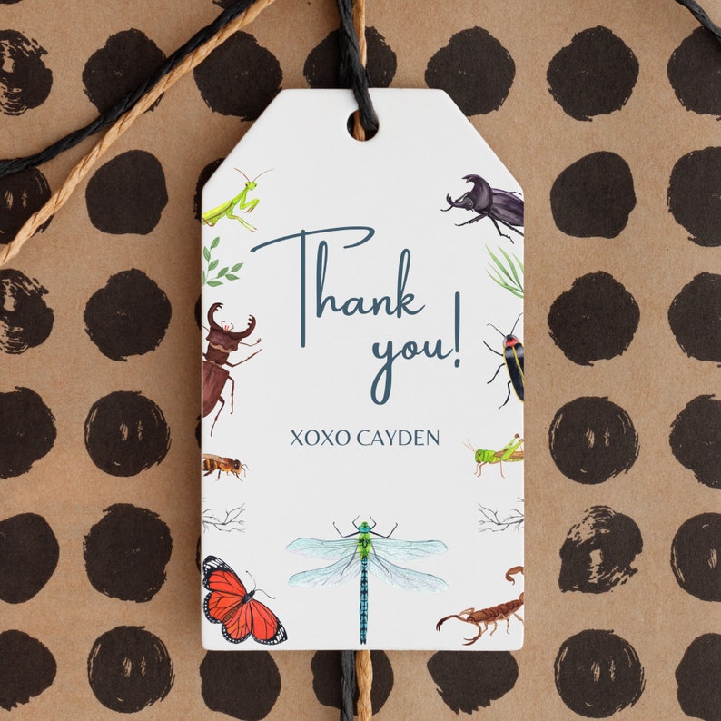 Editable Insects Theme Birthday Party Favor Tags Personalized - Etsy