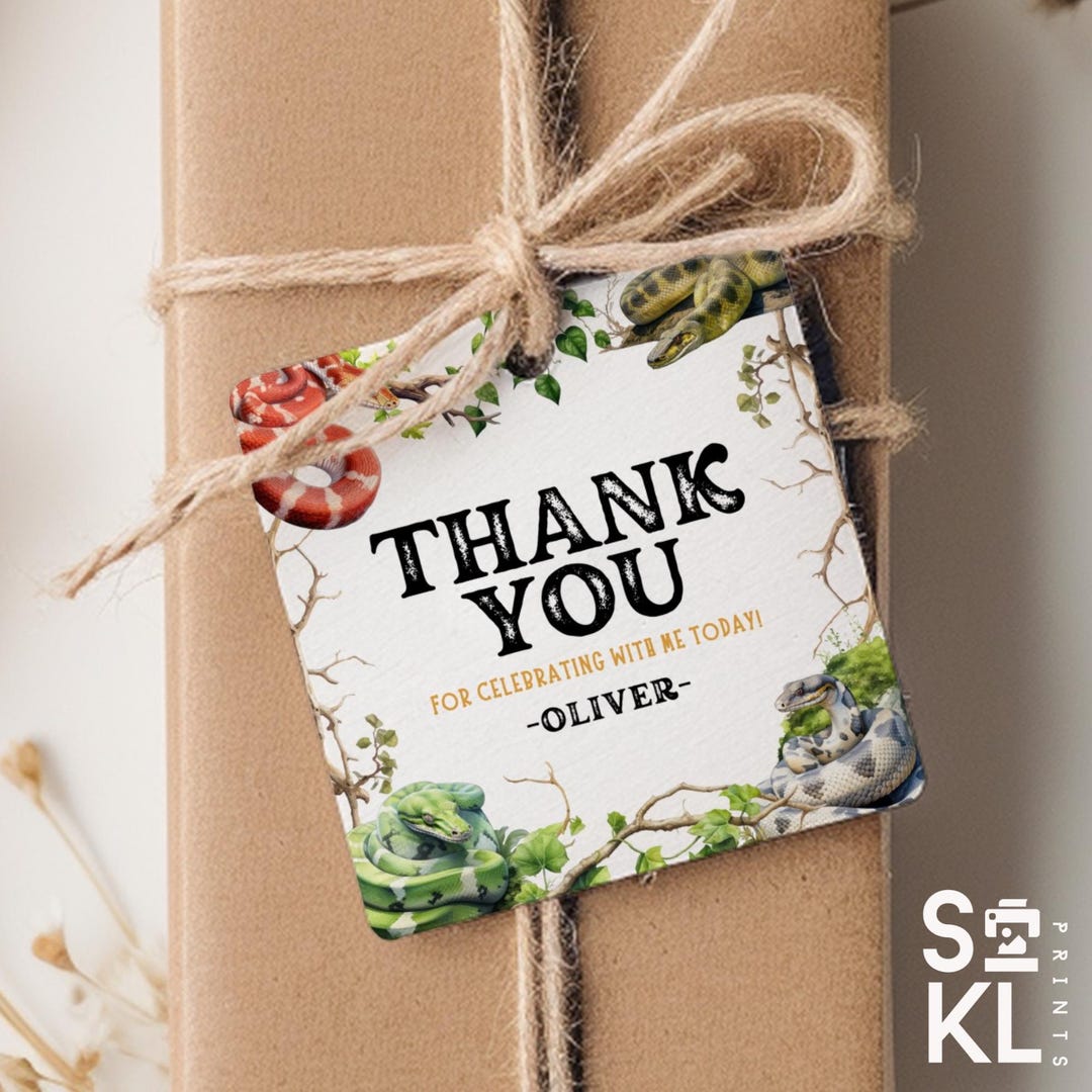 Editable-snakes Theme Birthday Party Favor Tags, Personalized Party ...