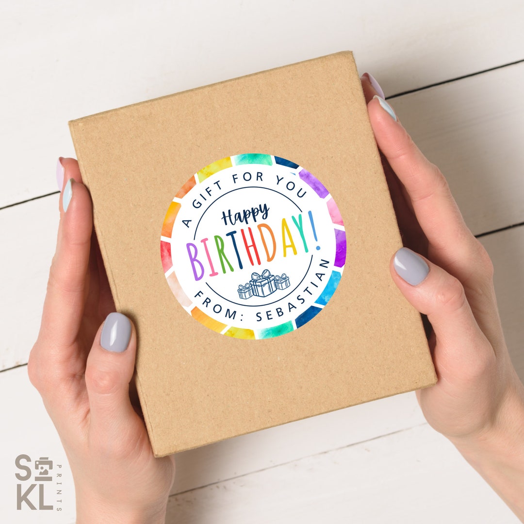 Custom Sticker Labels Happy Birthday, Gifter's Personalized Label ...