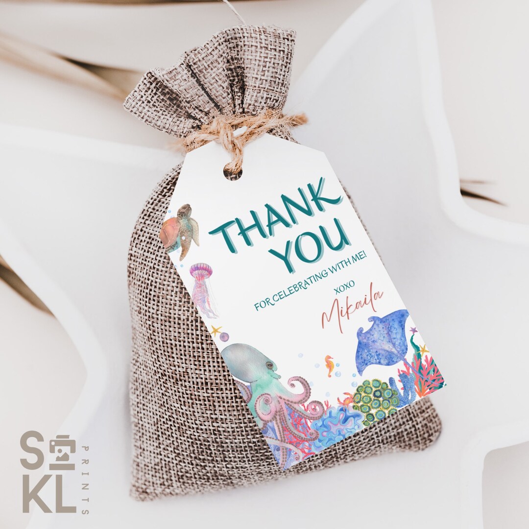 Editable - Ocean Theme Birthday Party Favor Tags, Personalized Tags ...