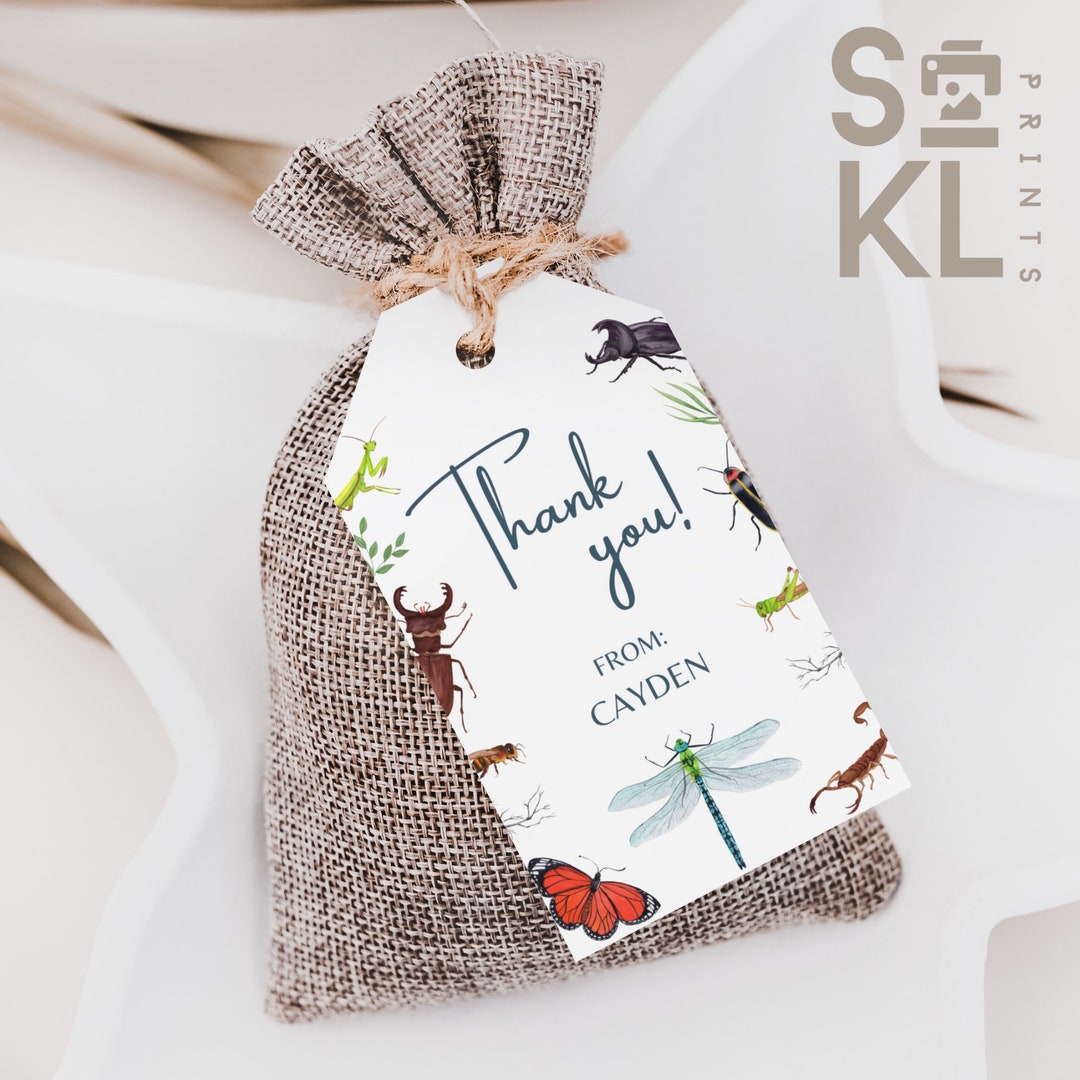 Editable - Insects Theme Birthday Party Favor Tags, Personalized Tags ...