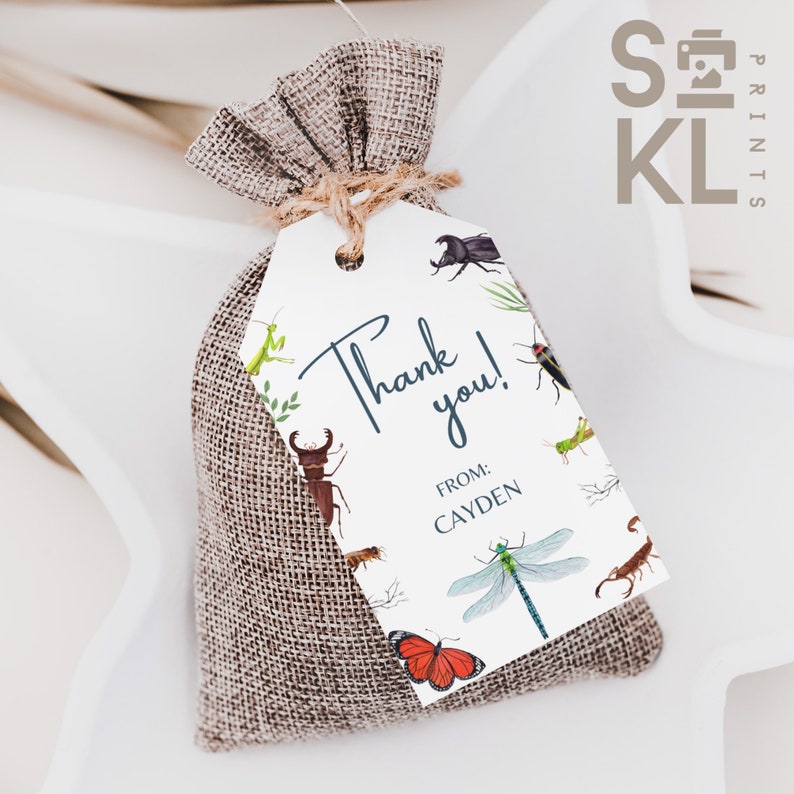 Editable Insects Theme Birthday Party Favor Tags, Personalized Tags ...