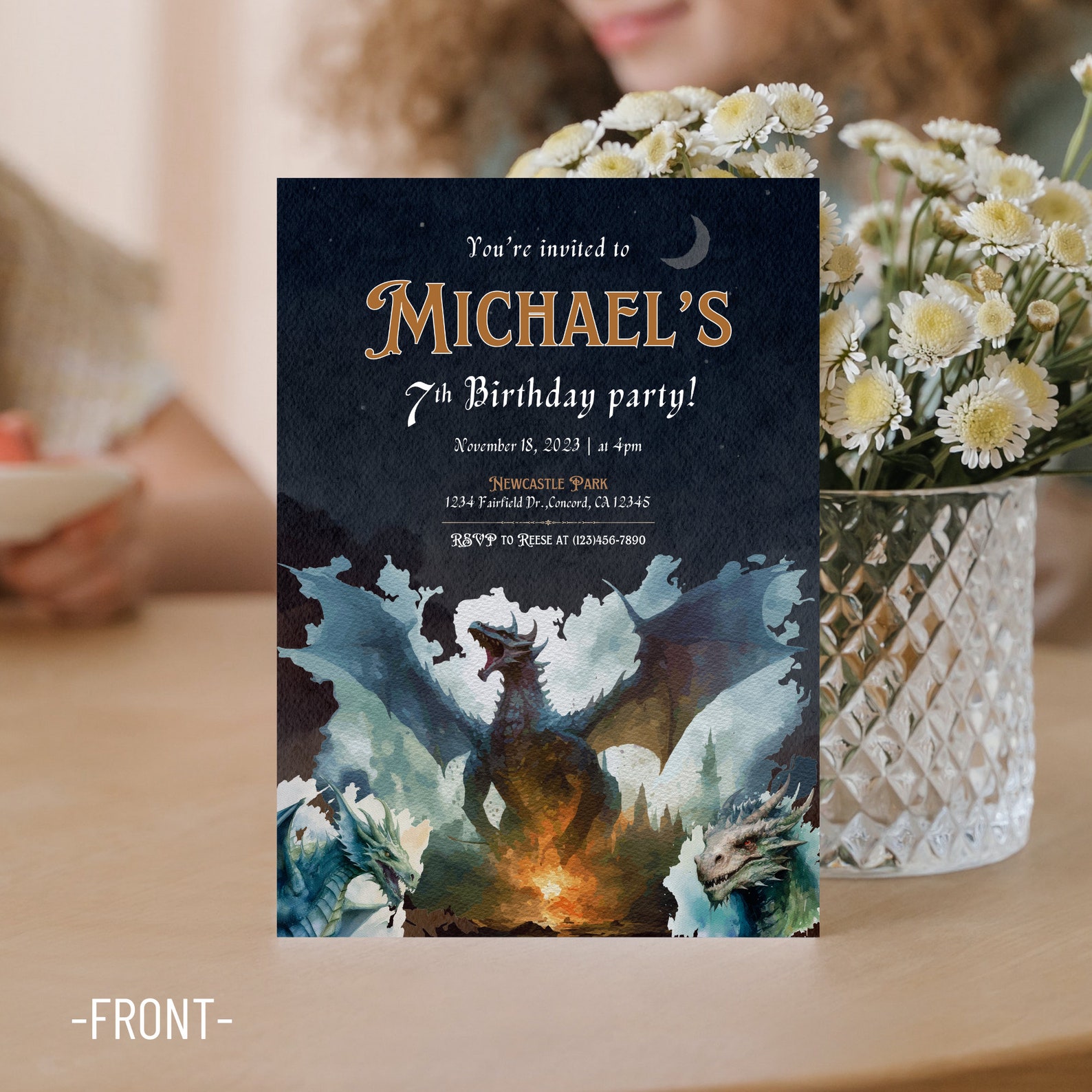 Editable DRAGON Theme Birthday Party Invitation Template, Personalized ...