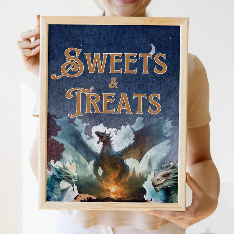 Set of Printable Party Signs/decor - DRAGON Theme Birthday, 8x10in and ...